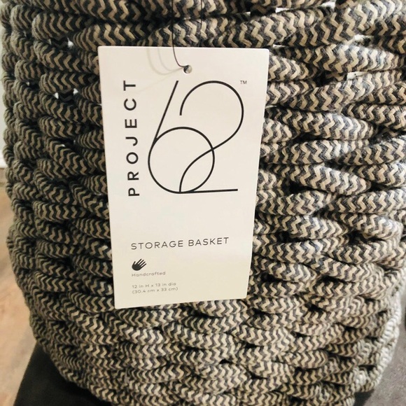 Other | Large Coiled Rope Fishtail Weave Basket With Faux Leather ...